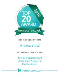 Top 20 Home Care Provider Award